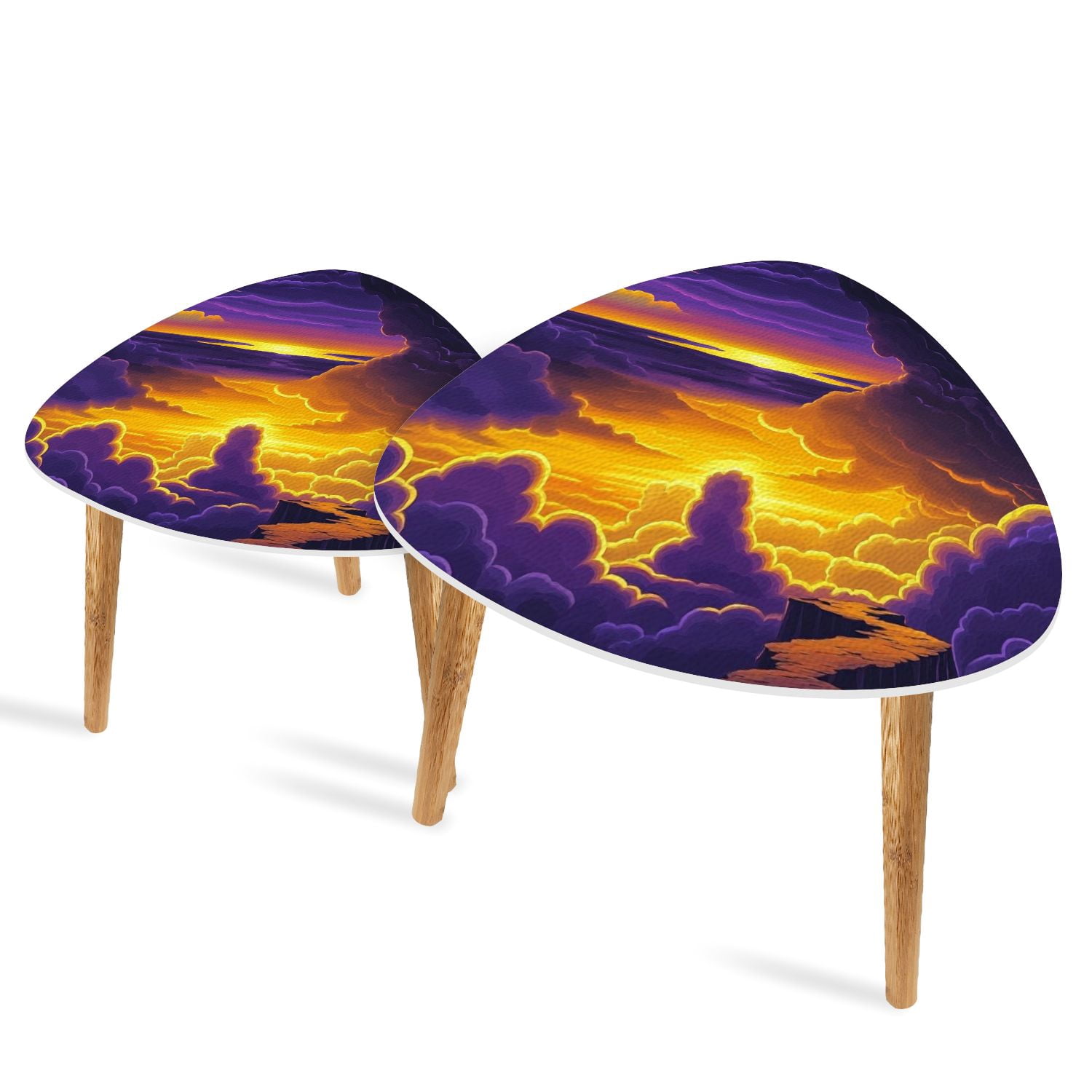 Triangle End Tables Set of 2 Dramatic Clouds Rugged Terrain Canvas Art ...