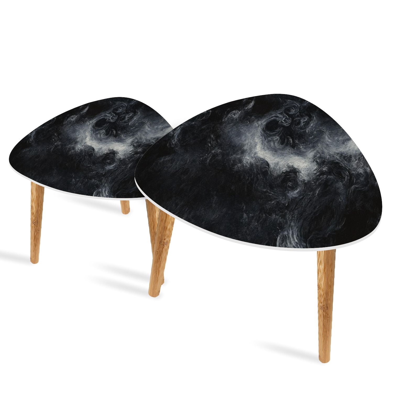 Triangle End Tables Set of 2 Dreamlike Art High Contrast Black White ...