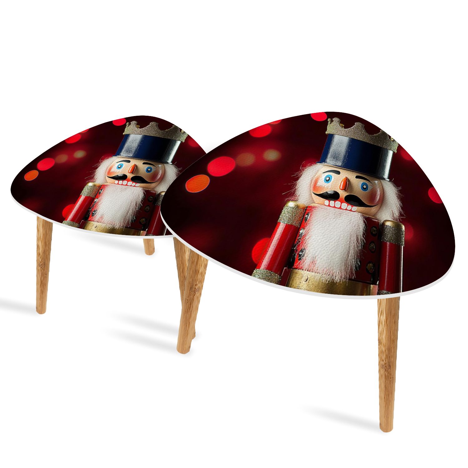 Triangle End Tables Set of 2 Drumming Nutcracker Dark Bacground Small ...