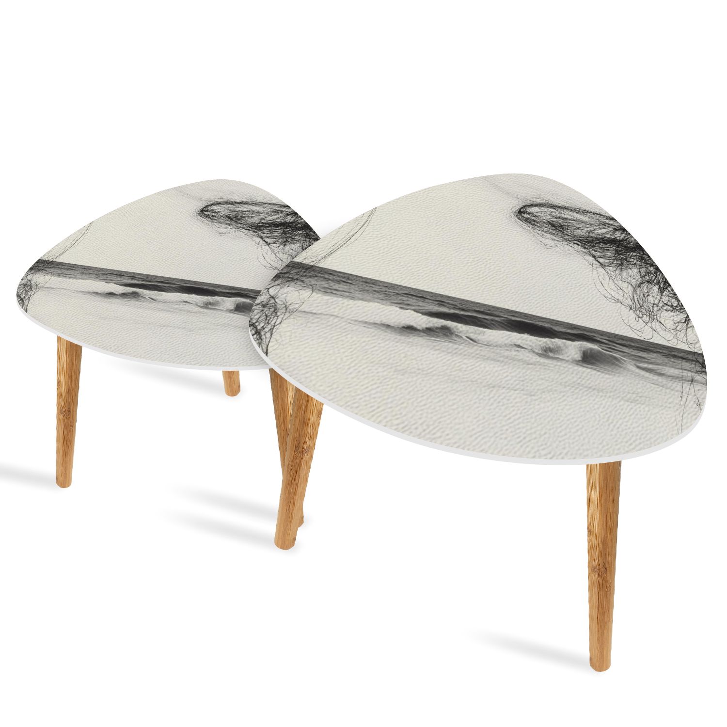 Triangle End Tables Set of 2 Duality Black White Abstract Art Print ...