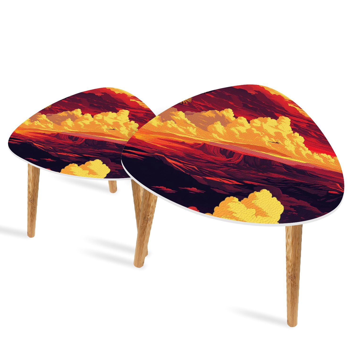 Triangle End Tables Set of 2 Eagle s View Vibrant Western Sunset Art ...