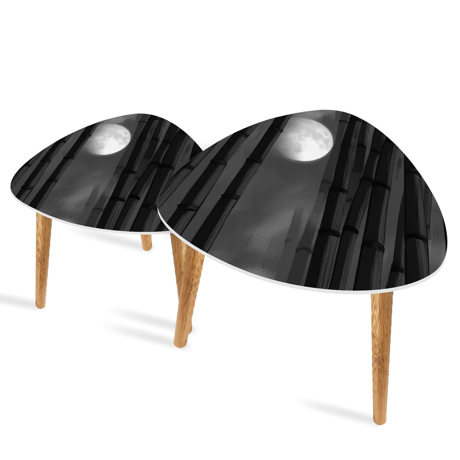Triangle End Tables Set of 2 Elegant Chinese Bamboo Forest Luminous ...