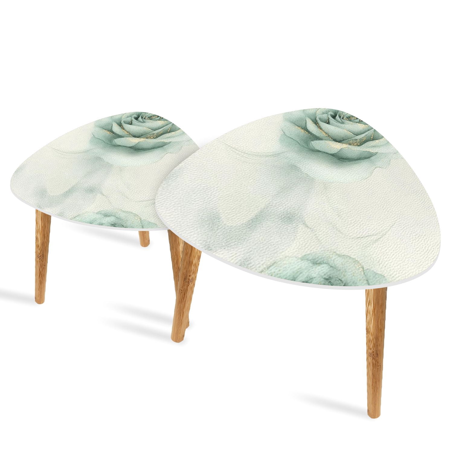 Triangle End Tables Set of 2 Ethereal Rose Fantasy Watercolor Magic ...