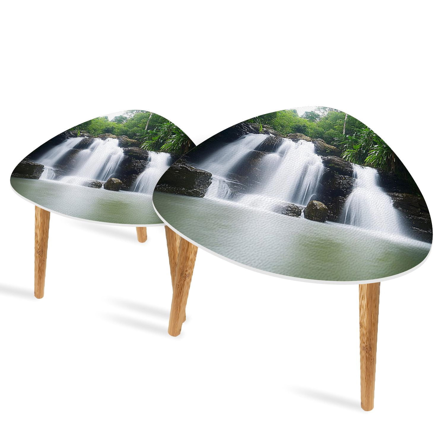 Triangle End Tables Set of 2 Fiji Waterfall Small Coffee Table, Tea ...