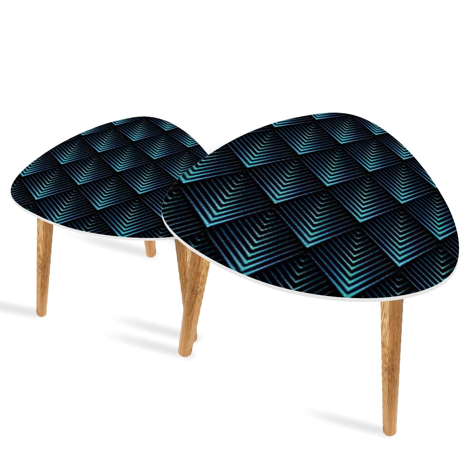 Triangle End Tables Set of 2 Fish scale square pattern Rhombus shaped ...