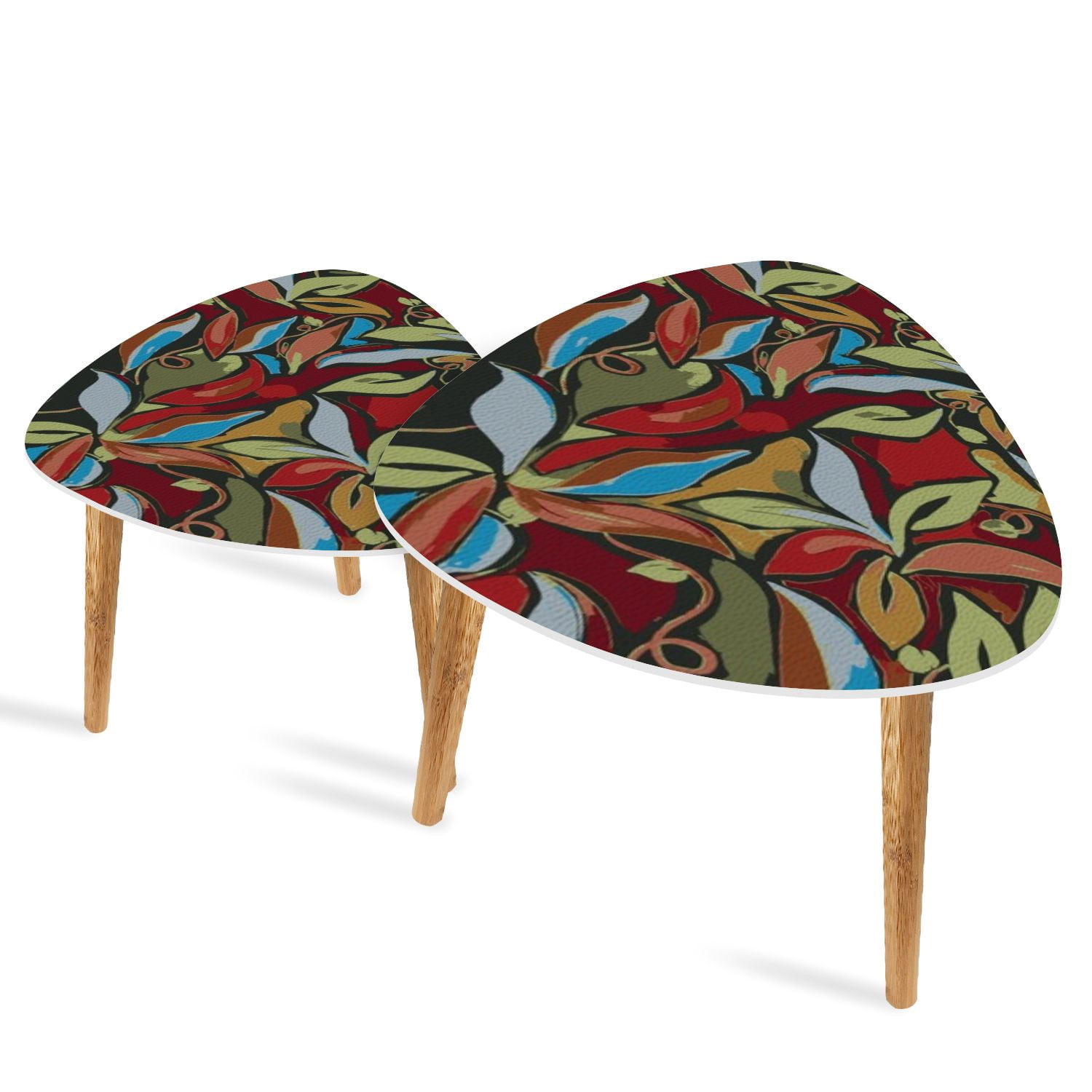 Triangle End Tables Set of 2 Flower design all abstract charming for ...