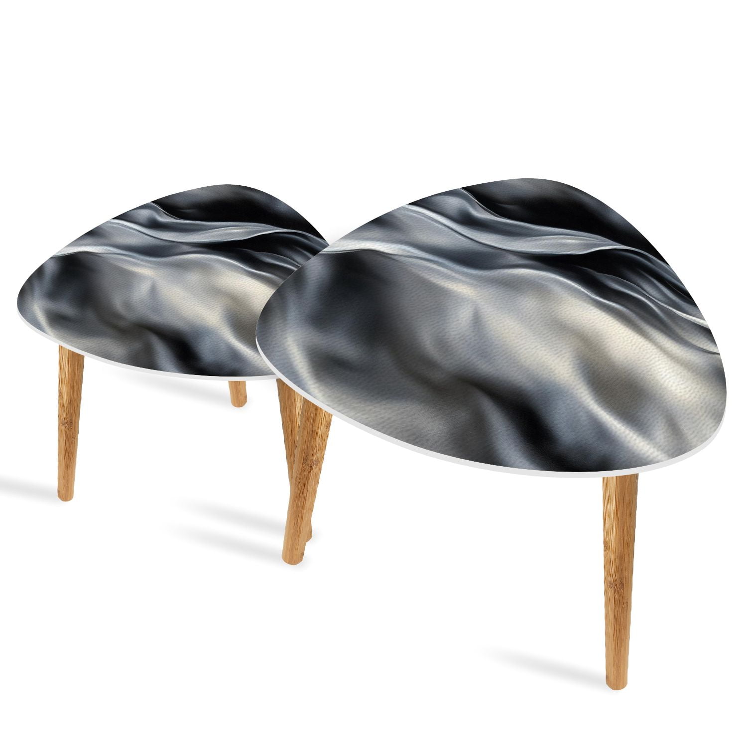 Triangle End Tables Set of 2 Flowing Silk Op Art Black White Illusion ...