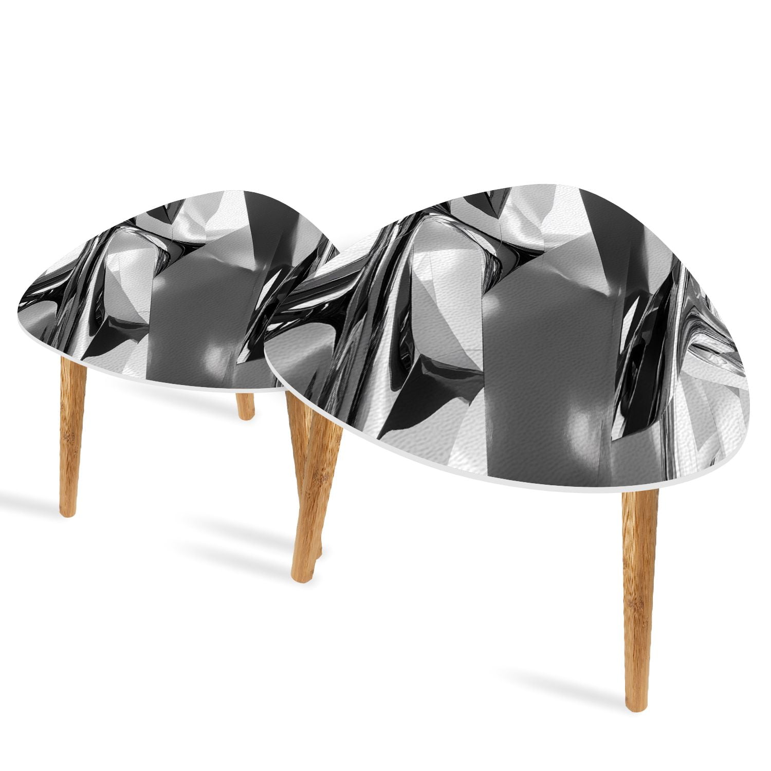 Triangle End Tables Set of 2 Fluid Time Black White Abstract Print Art ...