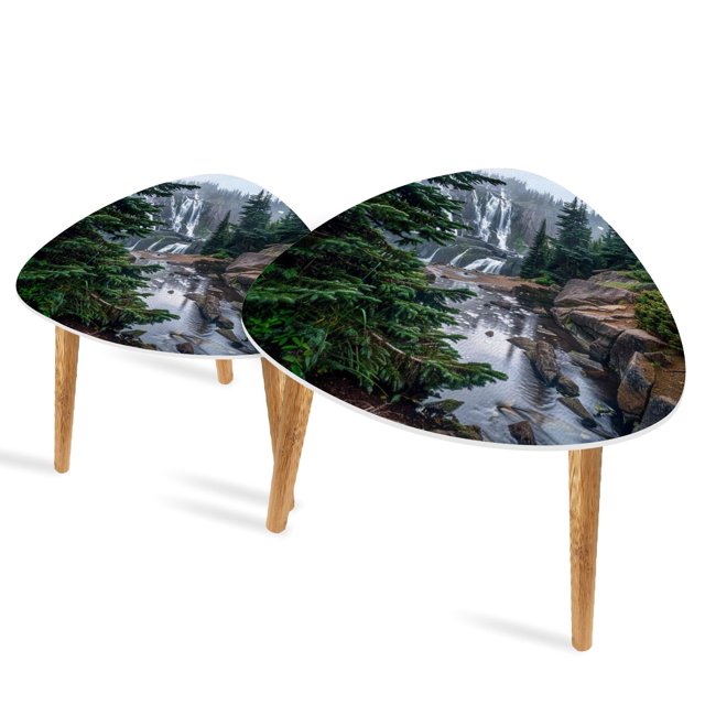 Triangle End Tables Set of 2 Foggy Myrtle Falls Creek Small Coffee ...