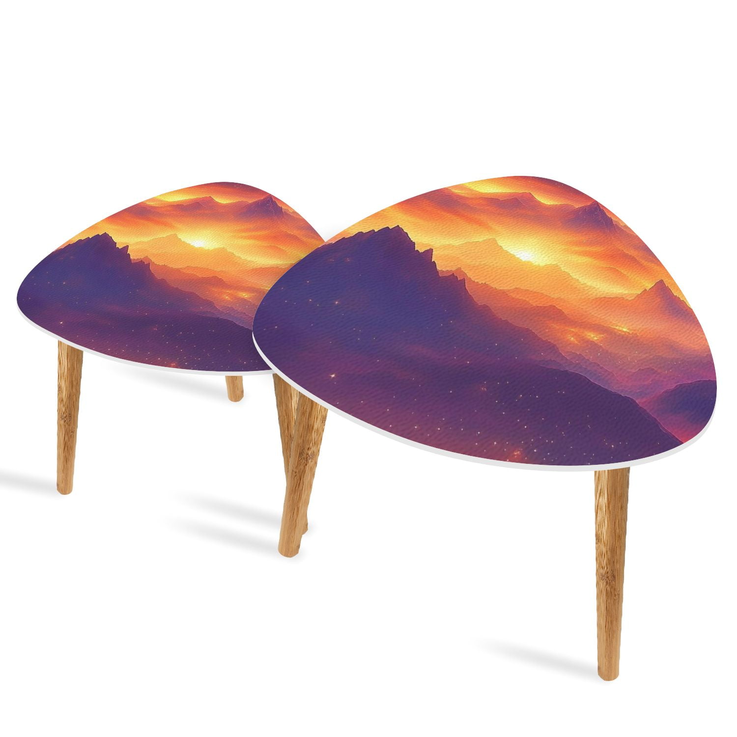 Triangle End Tables Set of 2 Golden Light Western Peaks A Magical ...