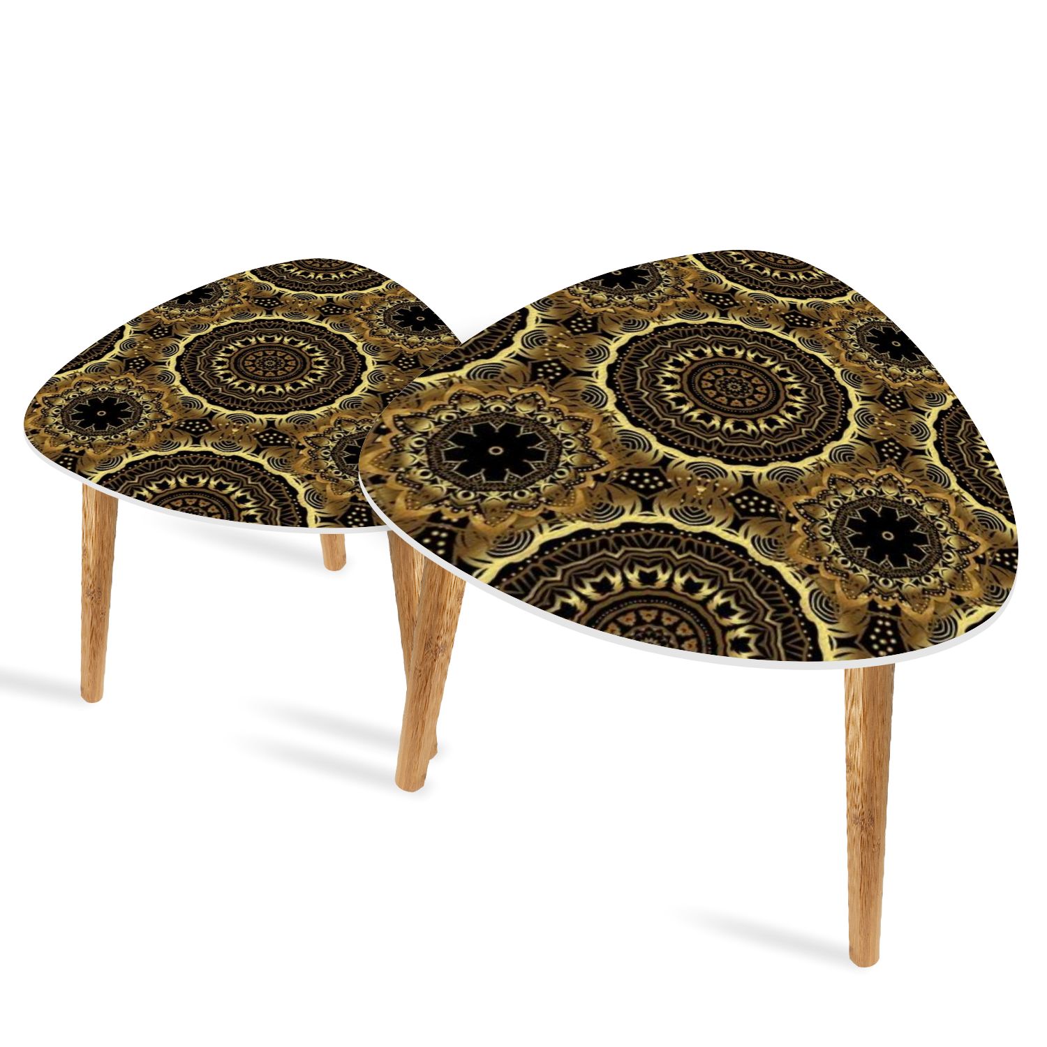 Triangle End Tables Set of 2 Golden seamless pattern black luxury gold ...