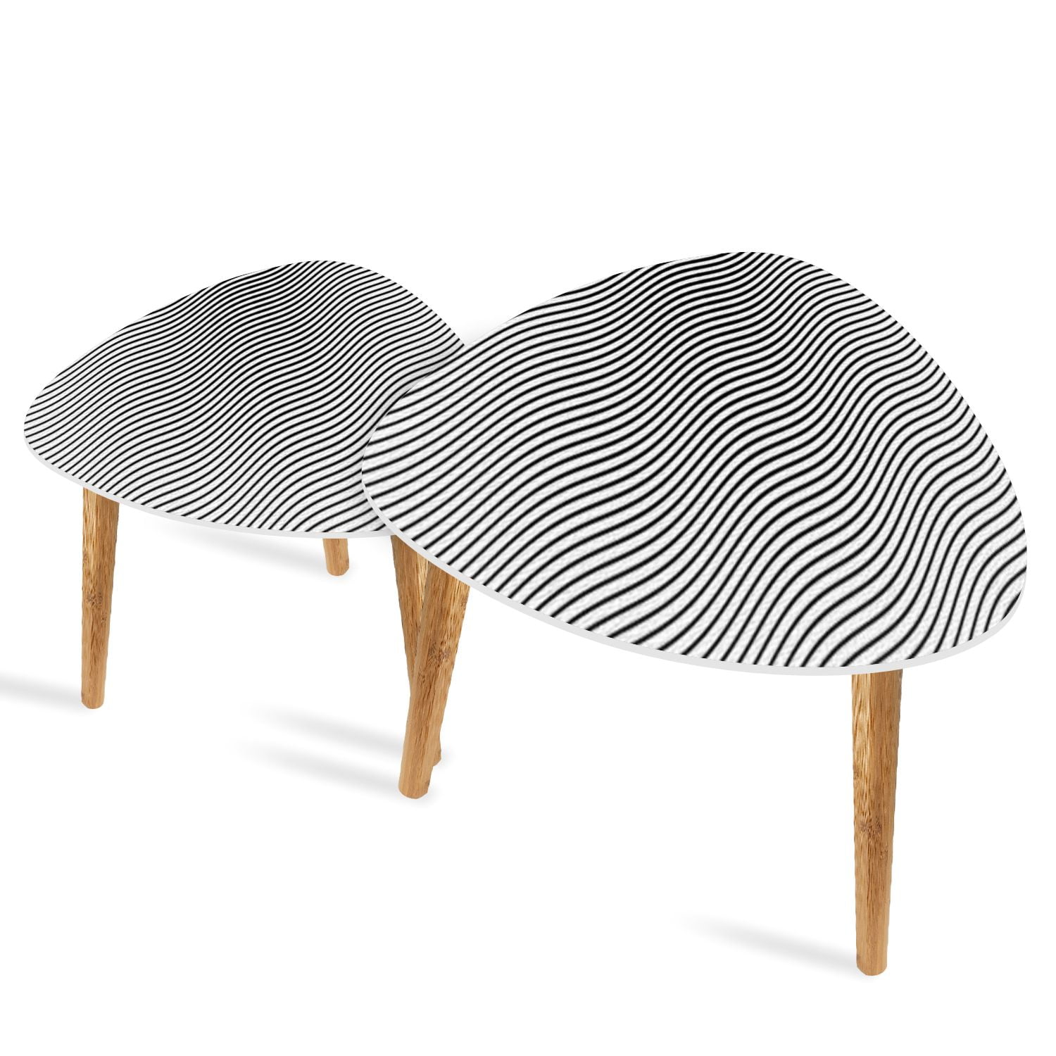 Triangle End Tables Set of 2 Halftone ripple line pattern Monochrome ...