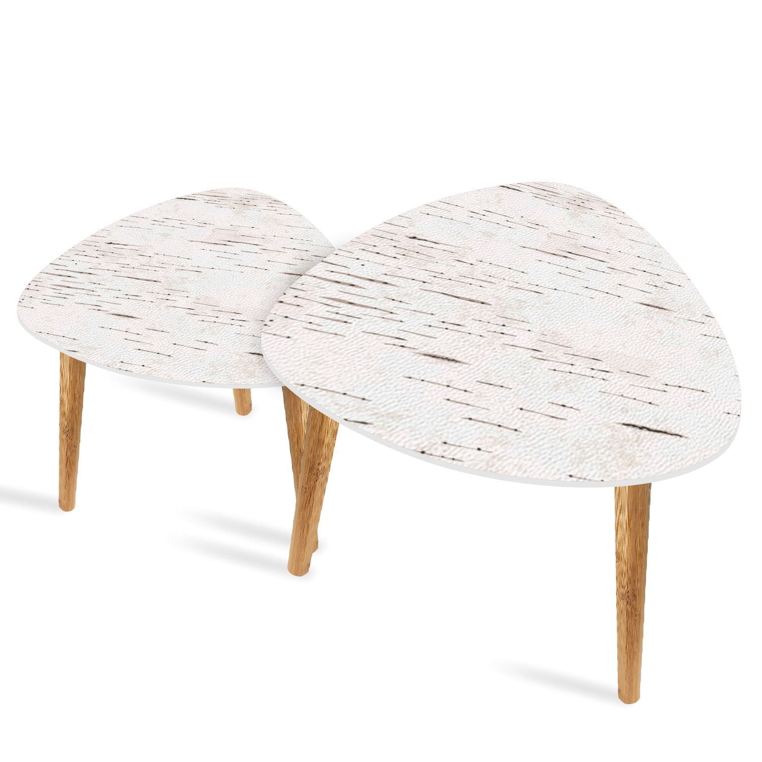 Triangle End Tables Set of 2 Hand drawn birch bark seamless texture ...