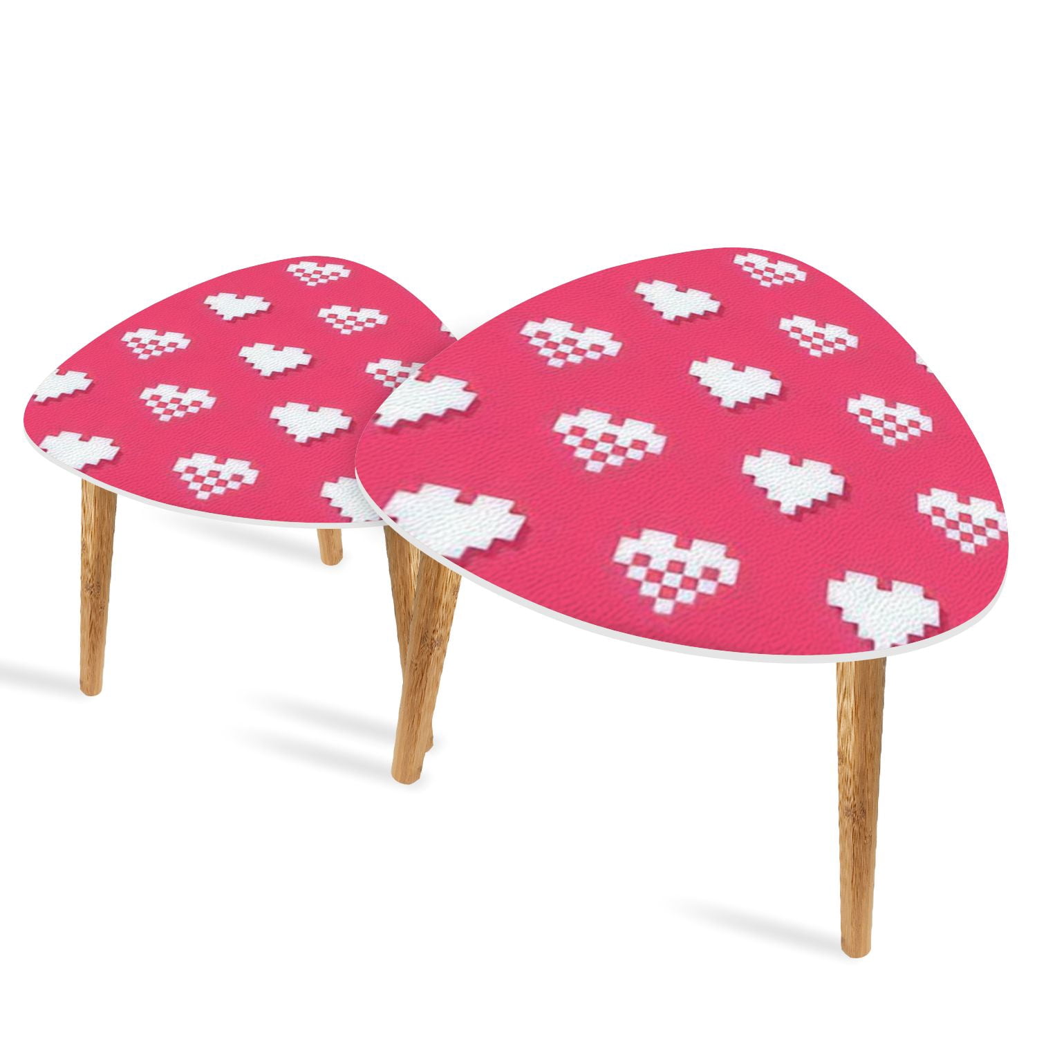 Triangle End Tables Set of 2 Heart pink seamless Valentines Day Small ...