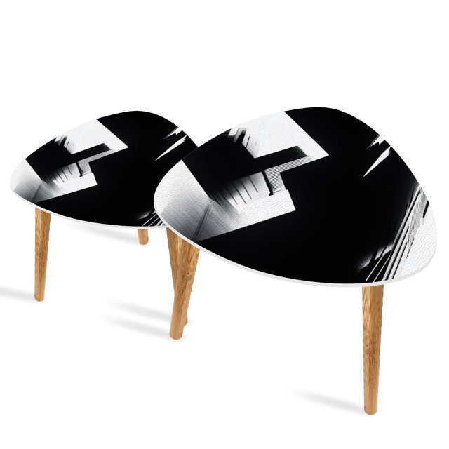 Triangle End Tables Set of 2 Hidden Beauty Abstract Urban Architecture ...