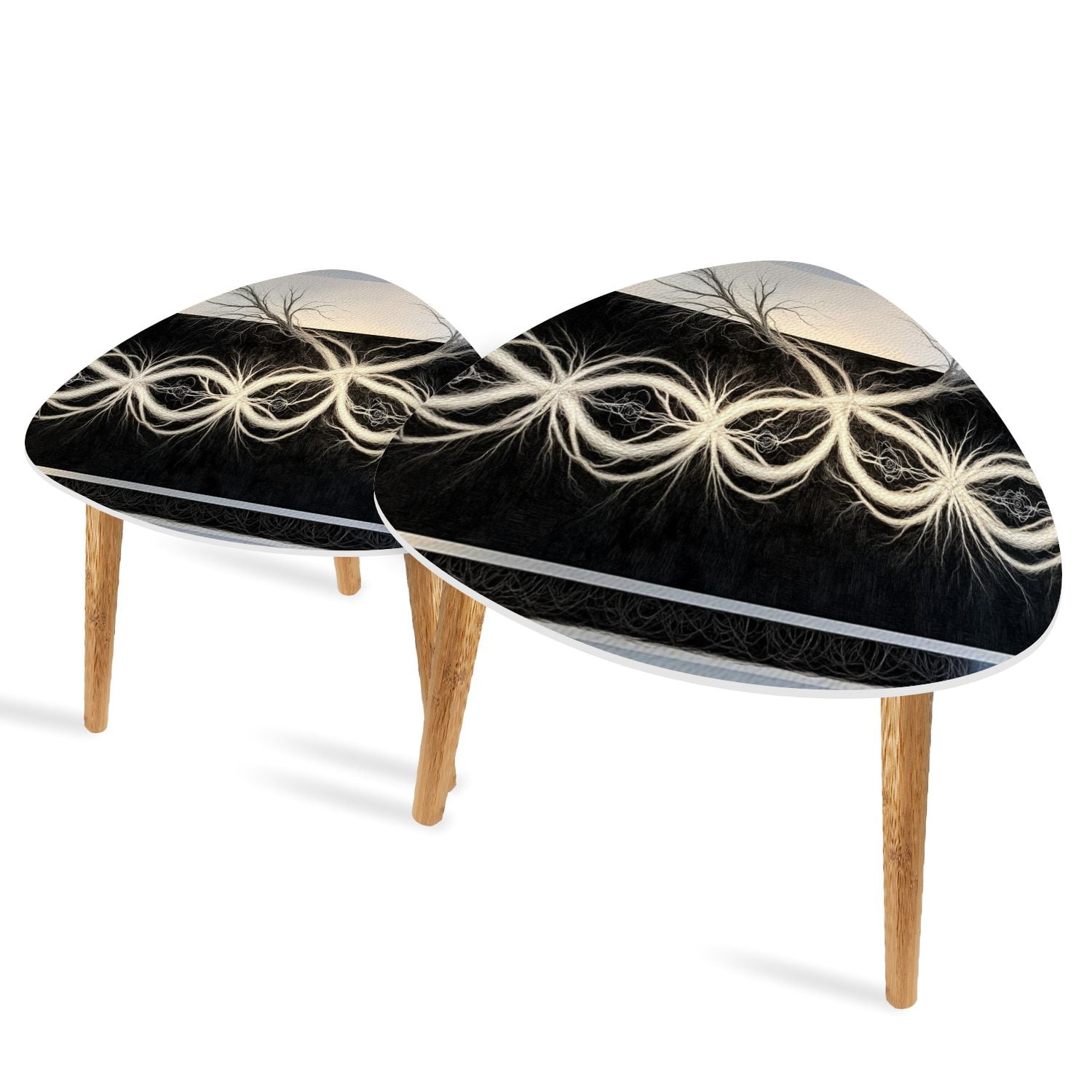 Triangle End Tables Set of 2 Highlighting Complexity Artful Network ...