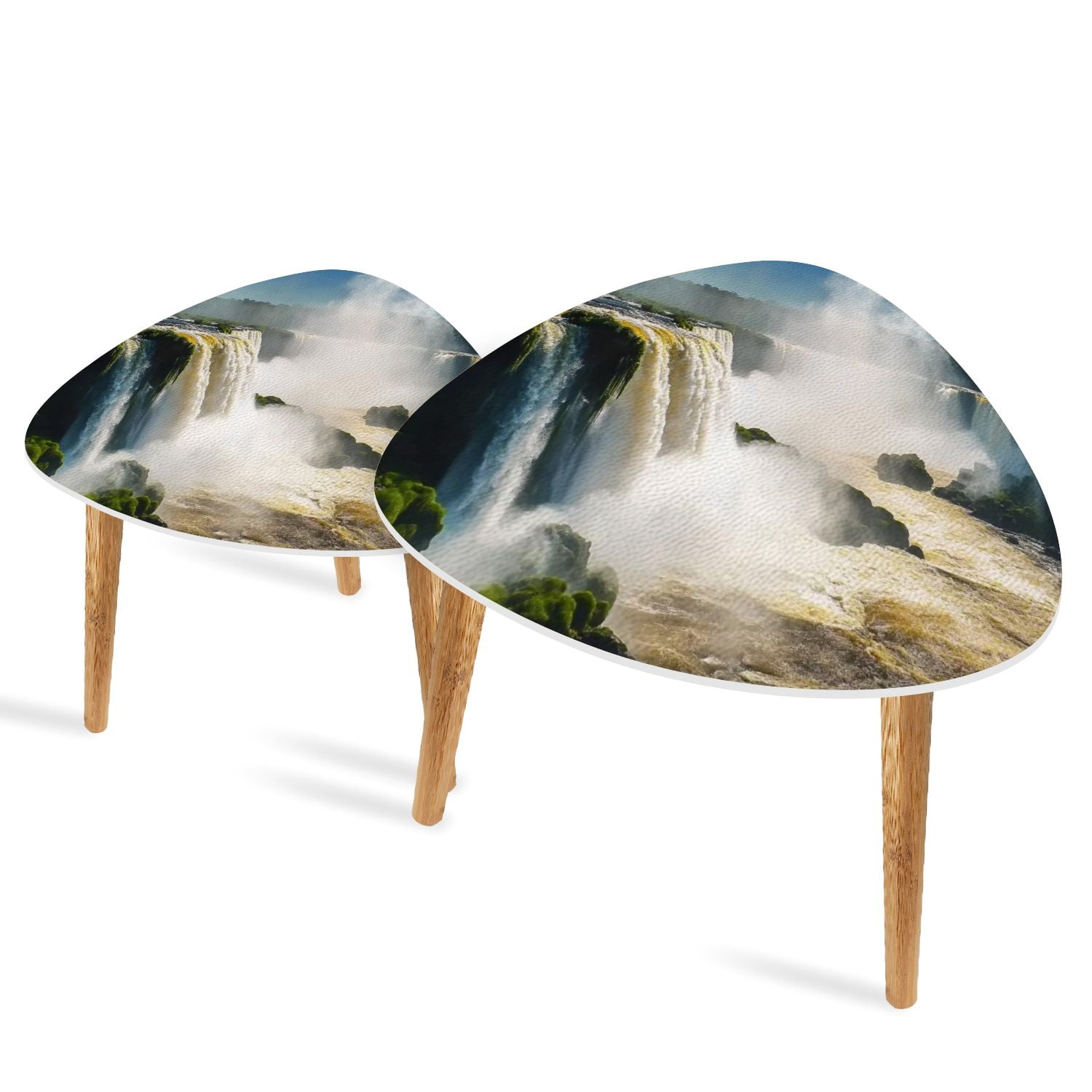 Triangle End Tables Set of 2 Iguazu falls border Argentinia Brazil ...