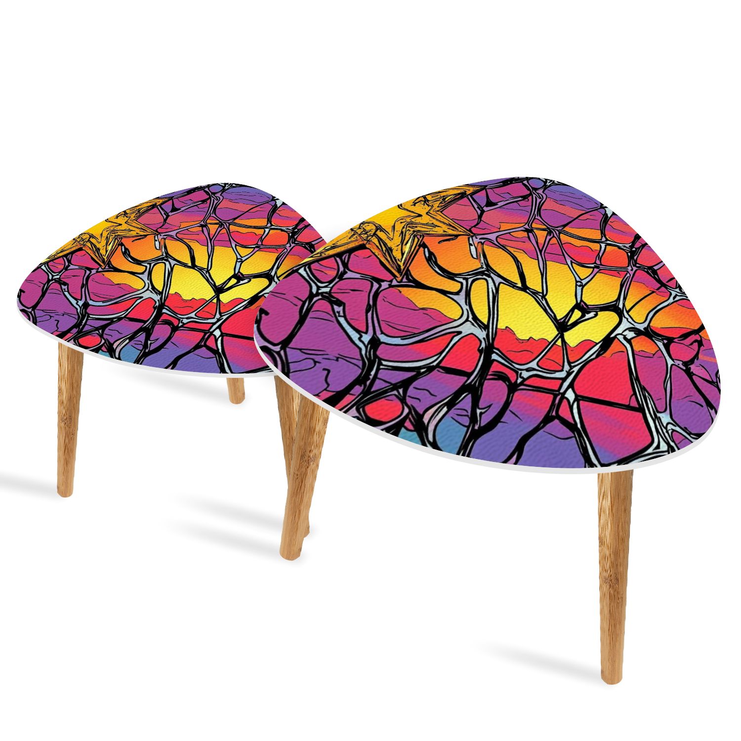 Triangle End Tables Set of 2 Intricate Sheriff s Star Badge Desert ...