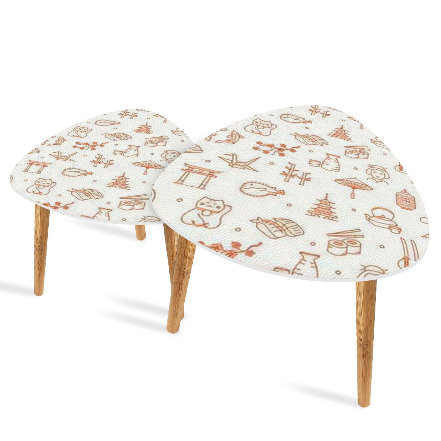 Triangle End Tables Set of 2 Japan Seamless Icons Outline Small Coffee ...
