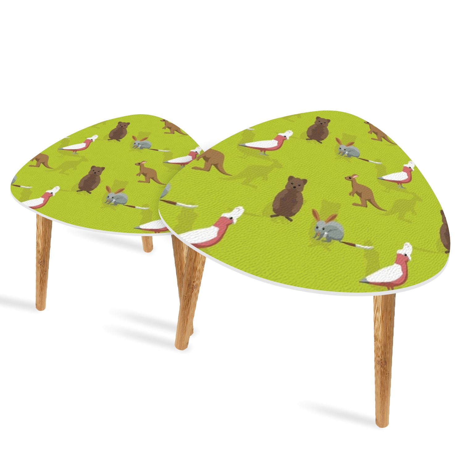 Triangle End Tables Set of 2 Kangaroo Bandicoot Galah Wombat Cartoon ...
