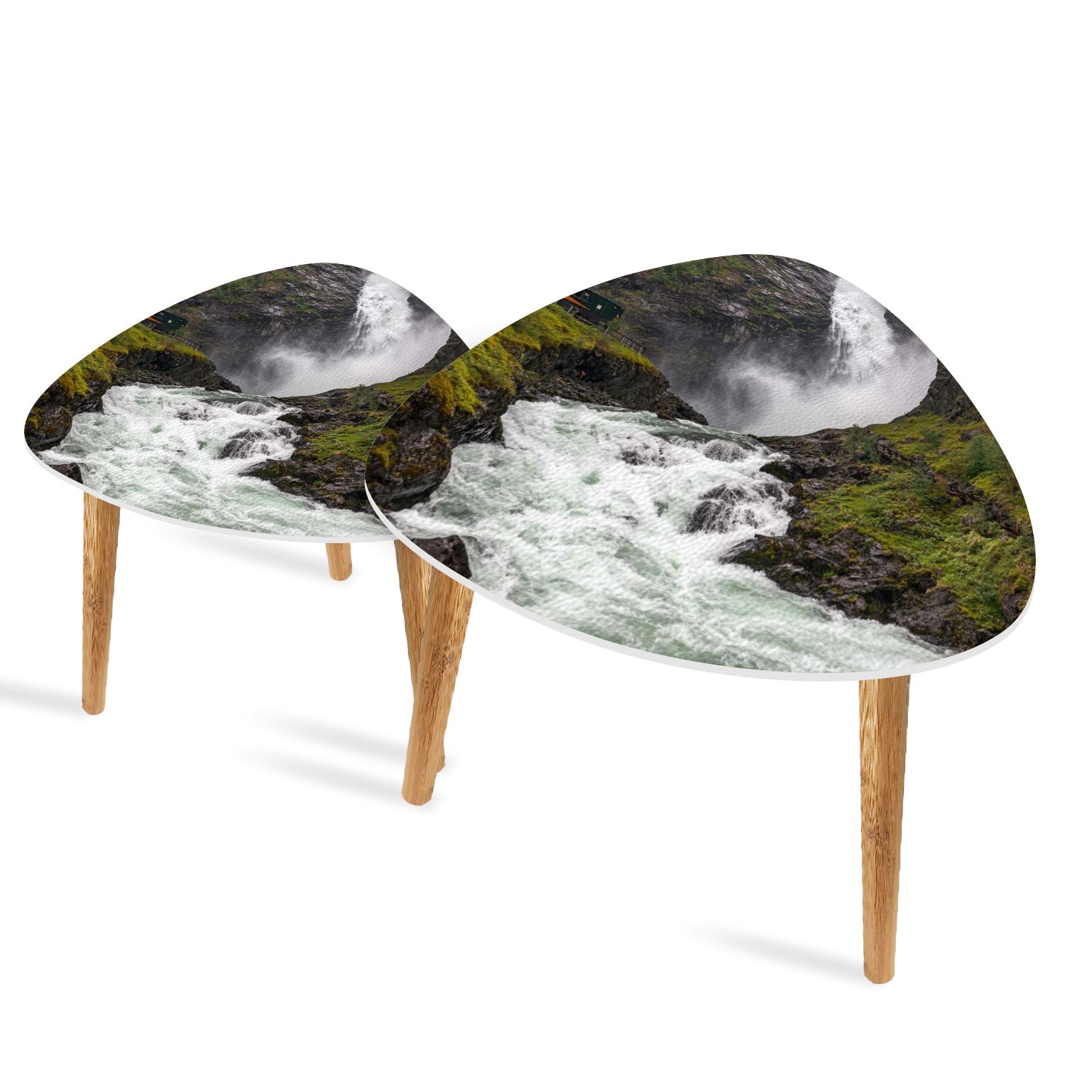 Triangle End Tables Set of 2 Kjosfossen Waterfall Small Coffee Table ...