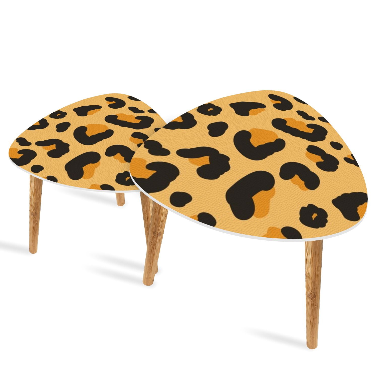 Triangle End Tables Set of 2 Leopard seamless pattern Animal skin fur ...