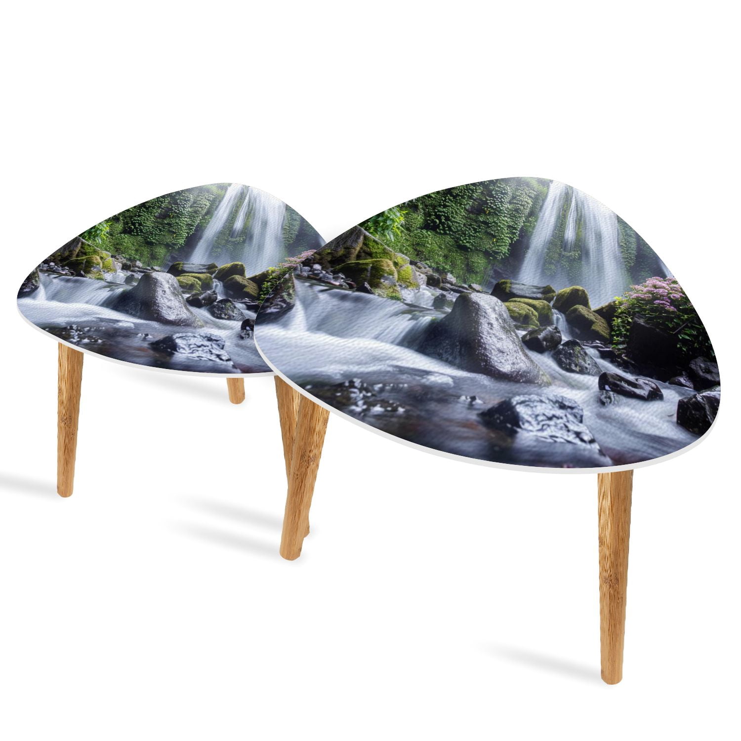 Triangle End Tables Set of 2 Lombok Waterfall Small Coffee Table, Tea ...