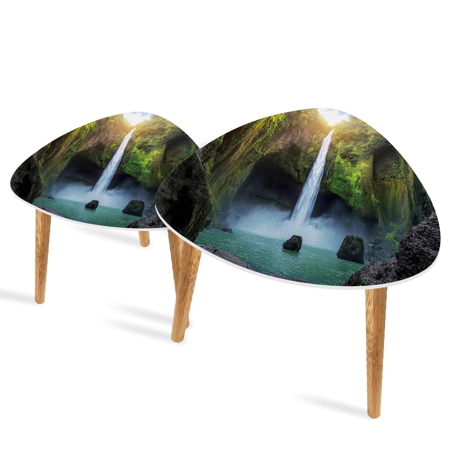 Triangle End Tables Set of 2 Madakaripura Waterfall is tallest ...