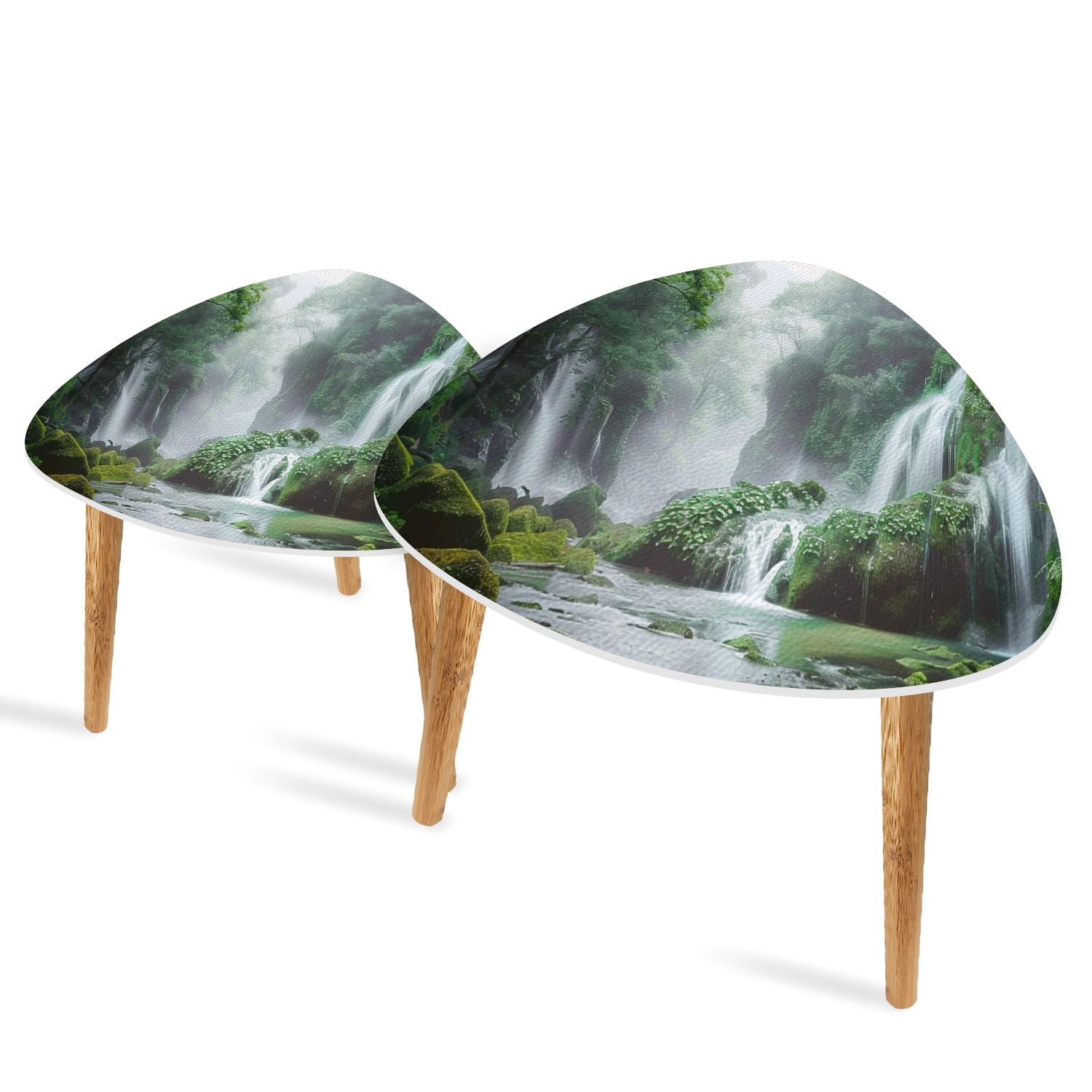 Triangle End Tables Set of 2 Many waterfalls flowed plastic roads ...