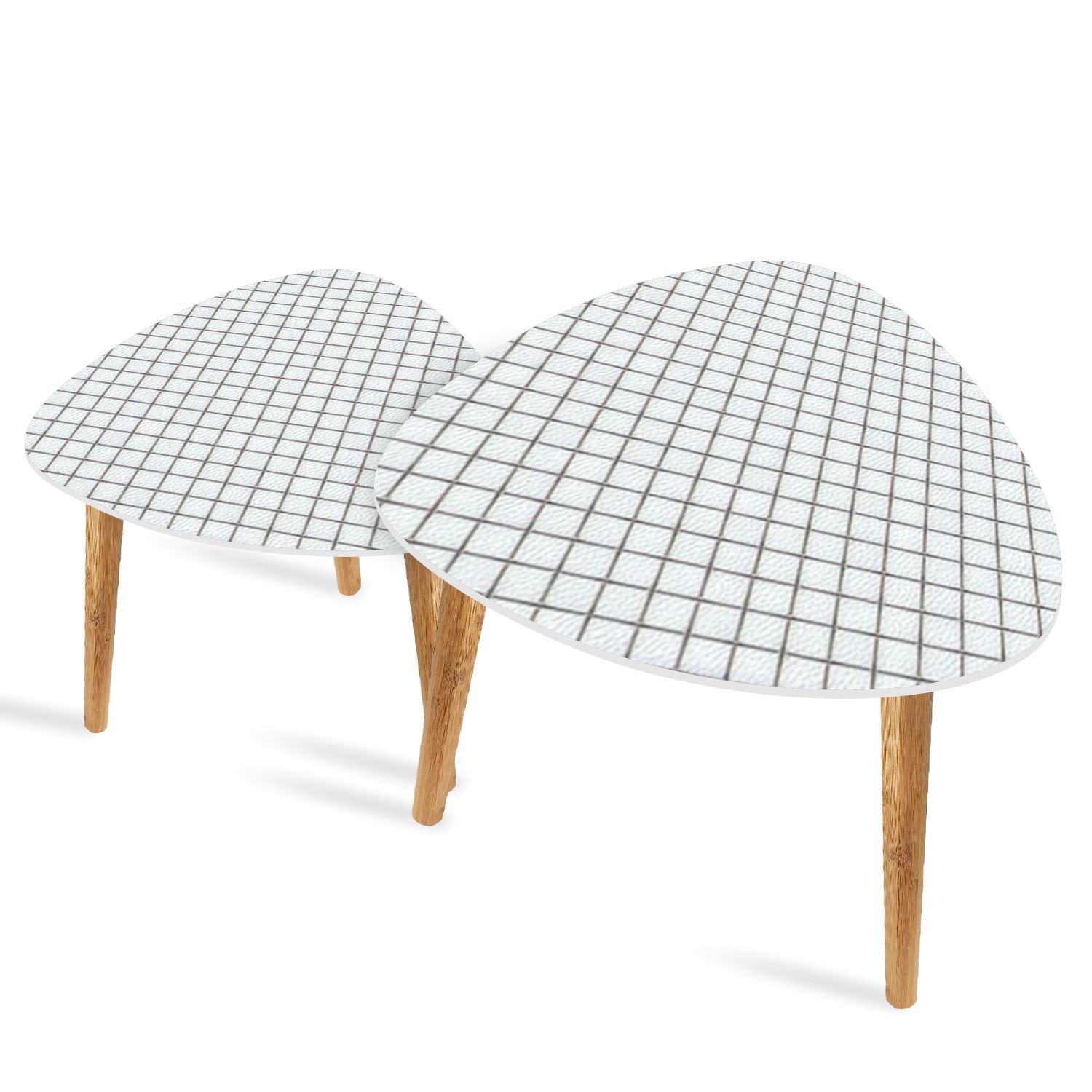 Triangle End Tables Set of 2 Metal grid seamless white Small Coffee ...