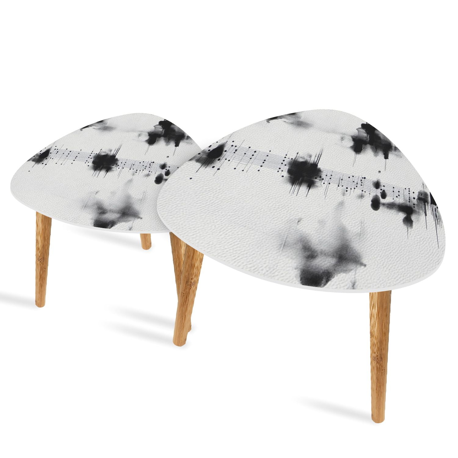 Triangle End Tables Set of 2 Minimalist Black White Abstract Art Print ...