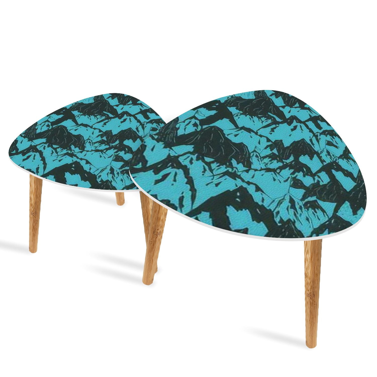 Triangle End Tables Set of 2 Mountains hand drawn mountain seamless pattern tree ink Small ...