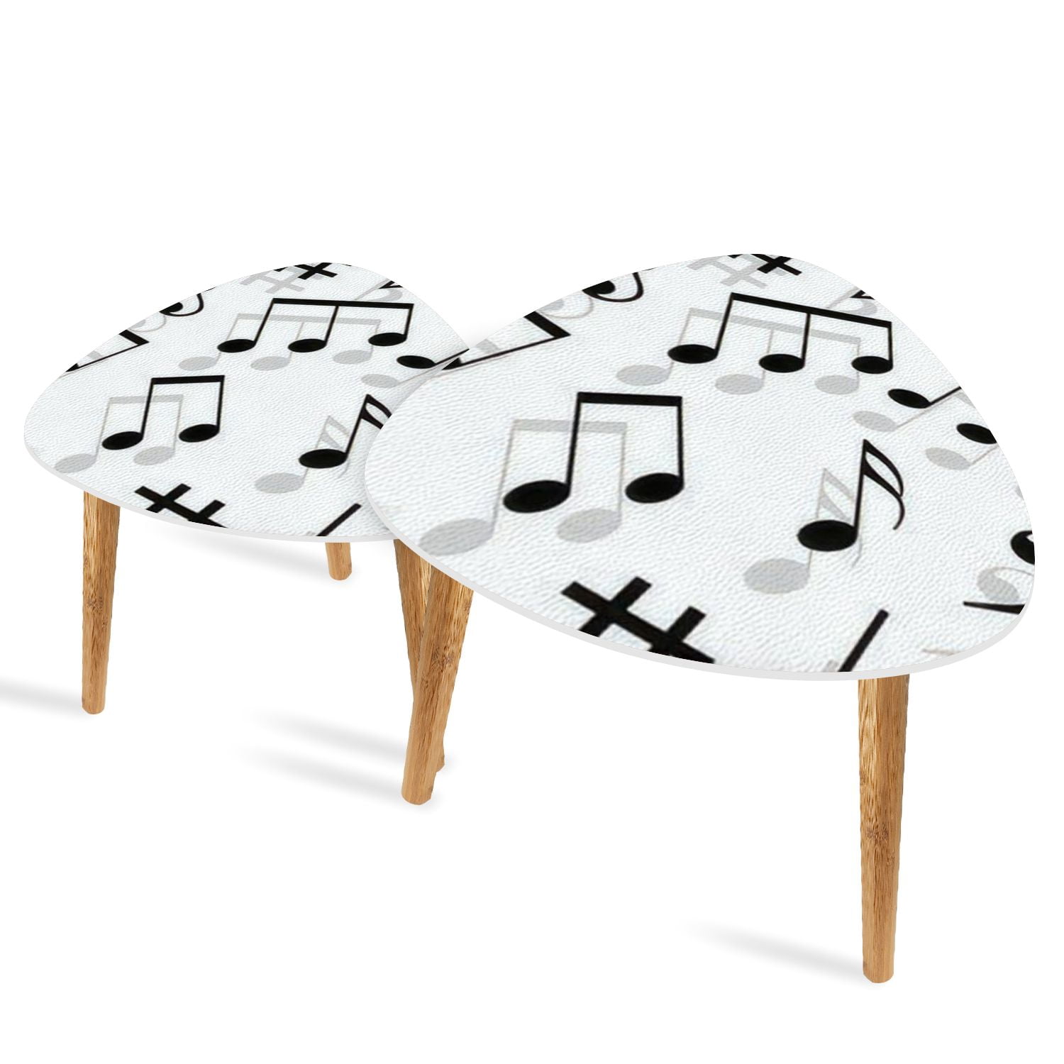 Triangle End Tables Set of 2 Music notes Seamless Small Coffee Table ...