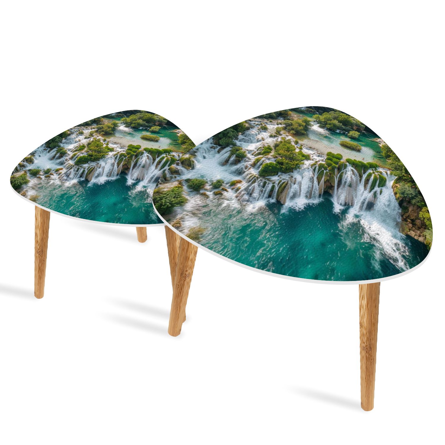 Triangle End Tables Set of 2 National Park Waterfalls Croatia Small ...