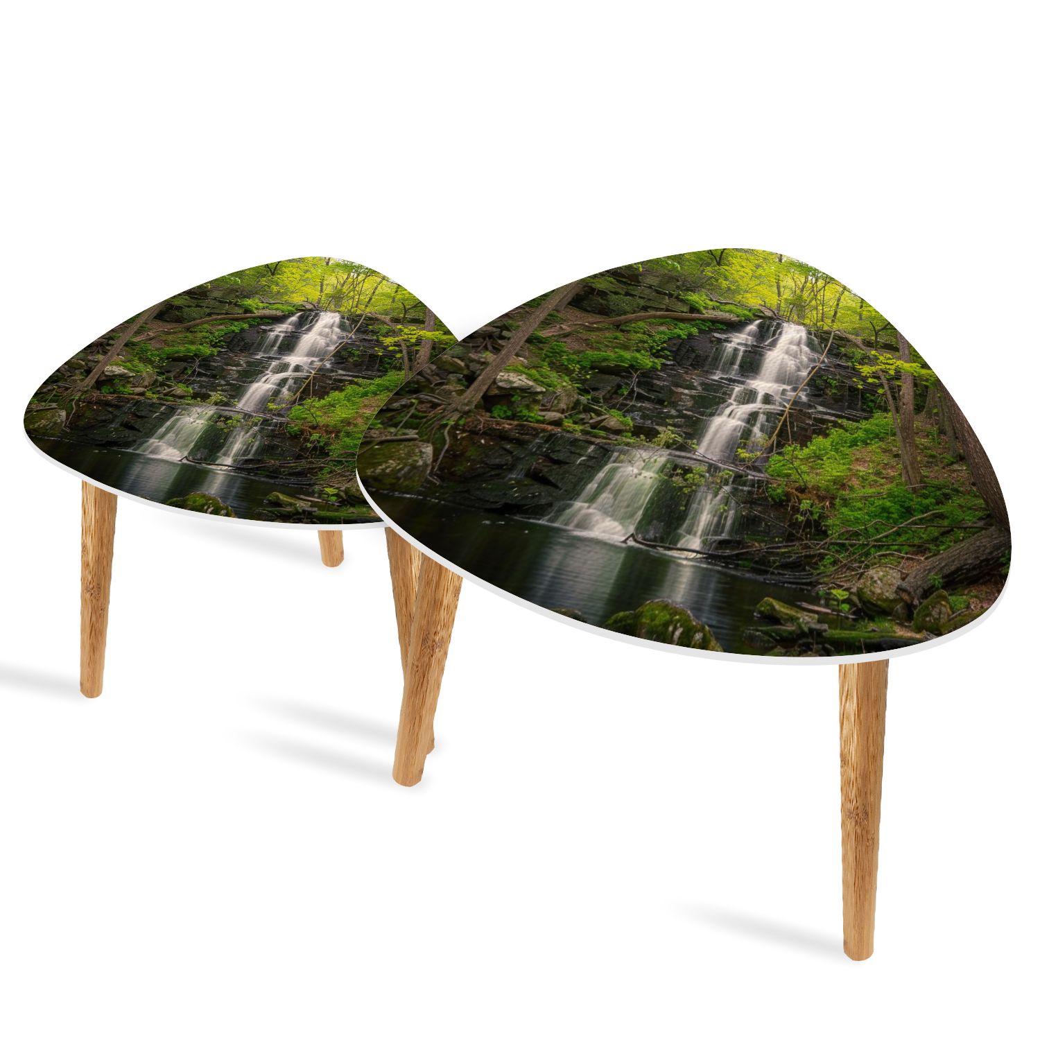 Triangle End Tables Set of 2 Panoramic view Buttermilk Falls showing ...