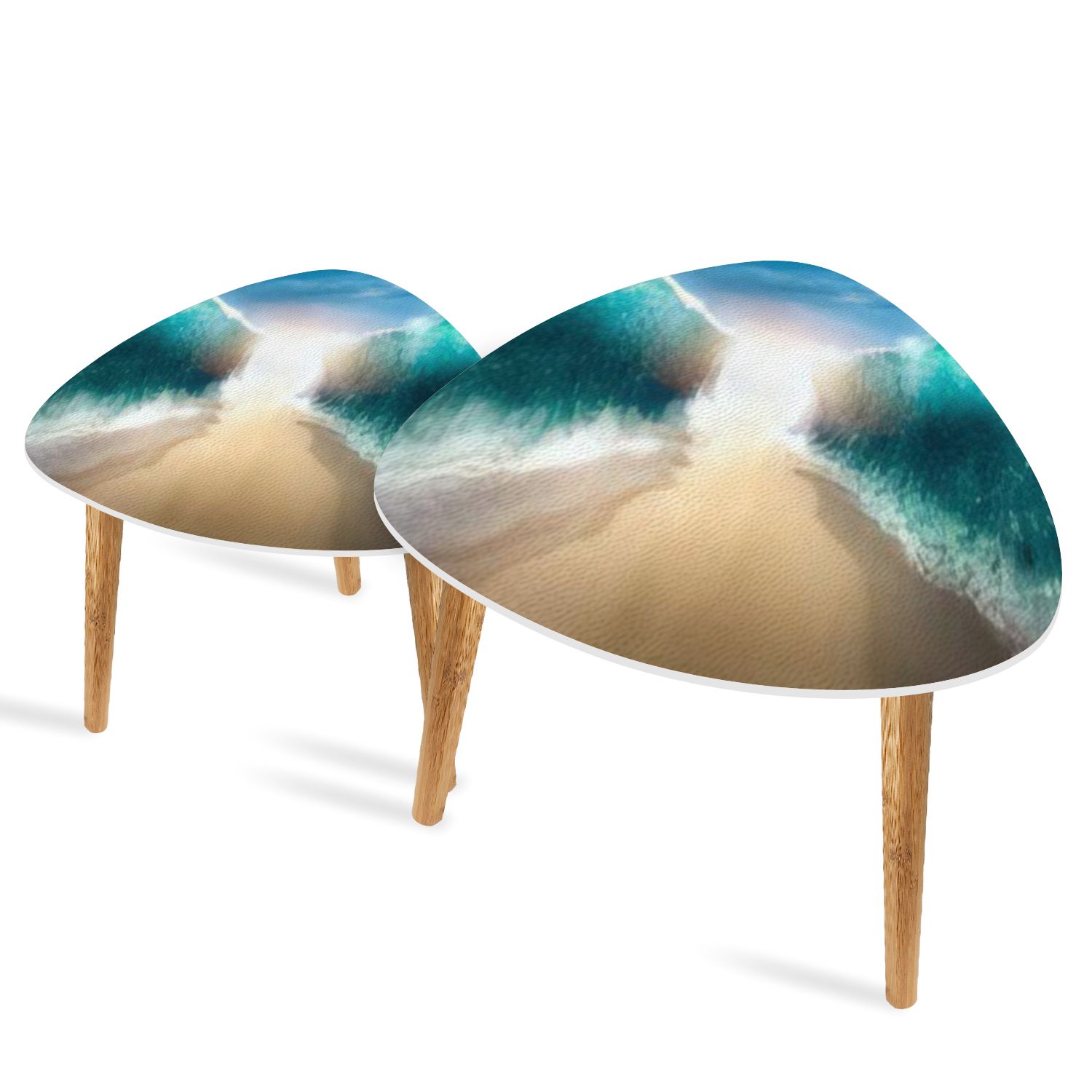 Triangle End Tables Set of 2 Photo composite ocean opening up to form ...