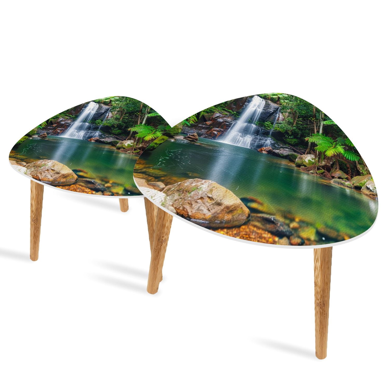 Triangle End Tables Set of 2 QLD Tamborine Lilies WF Small Coffee Table ...