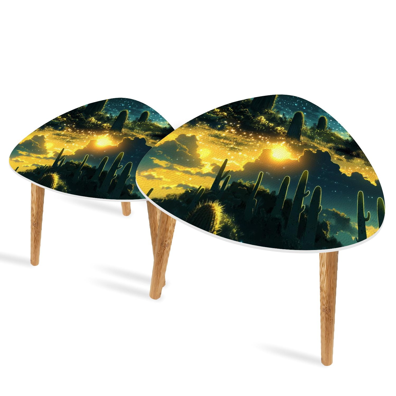 Triangle End Tables Set of 2 Radiant Fantasy Art Mystical Western ...