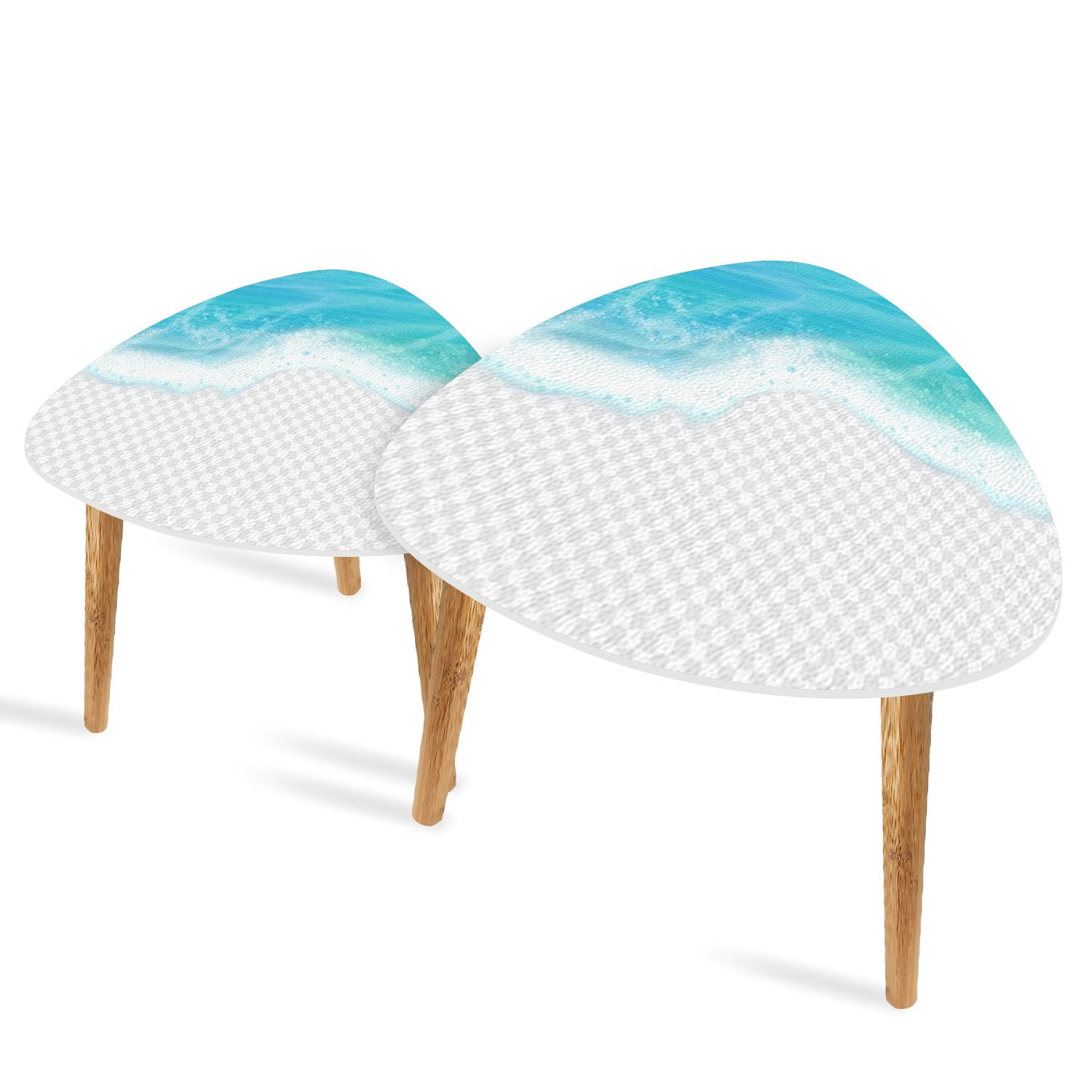 Triangle End Tables Set of 2 Realistic sea wave top view Ocean soapy ...