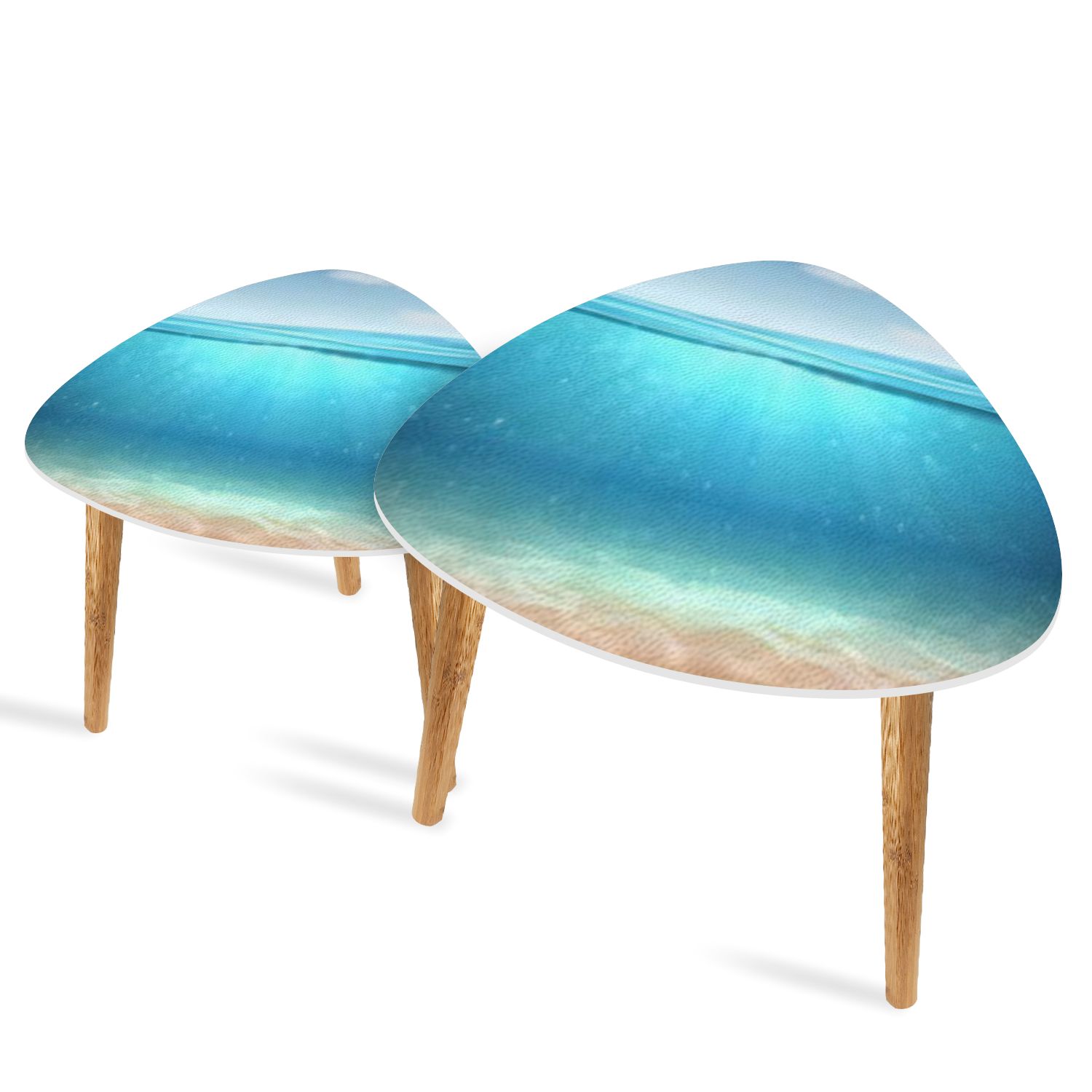 Triangle End Tables Set of 2 Realistic underwater Ocean deep water sea ...