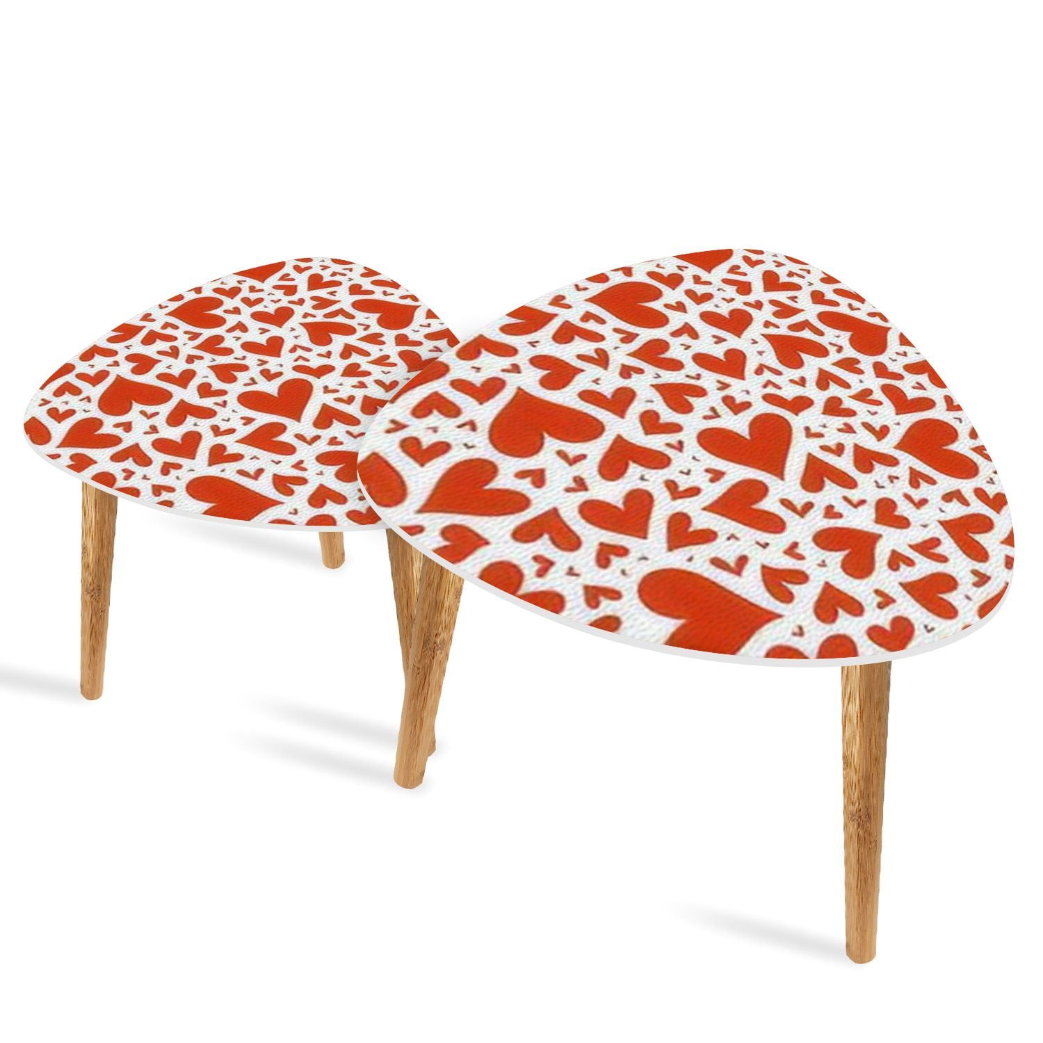 Triangle End Tables Set of 2 Red hearts seamless Valentines day Hand ...