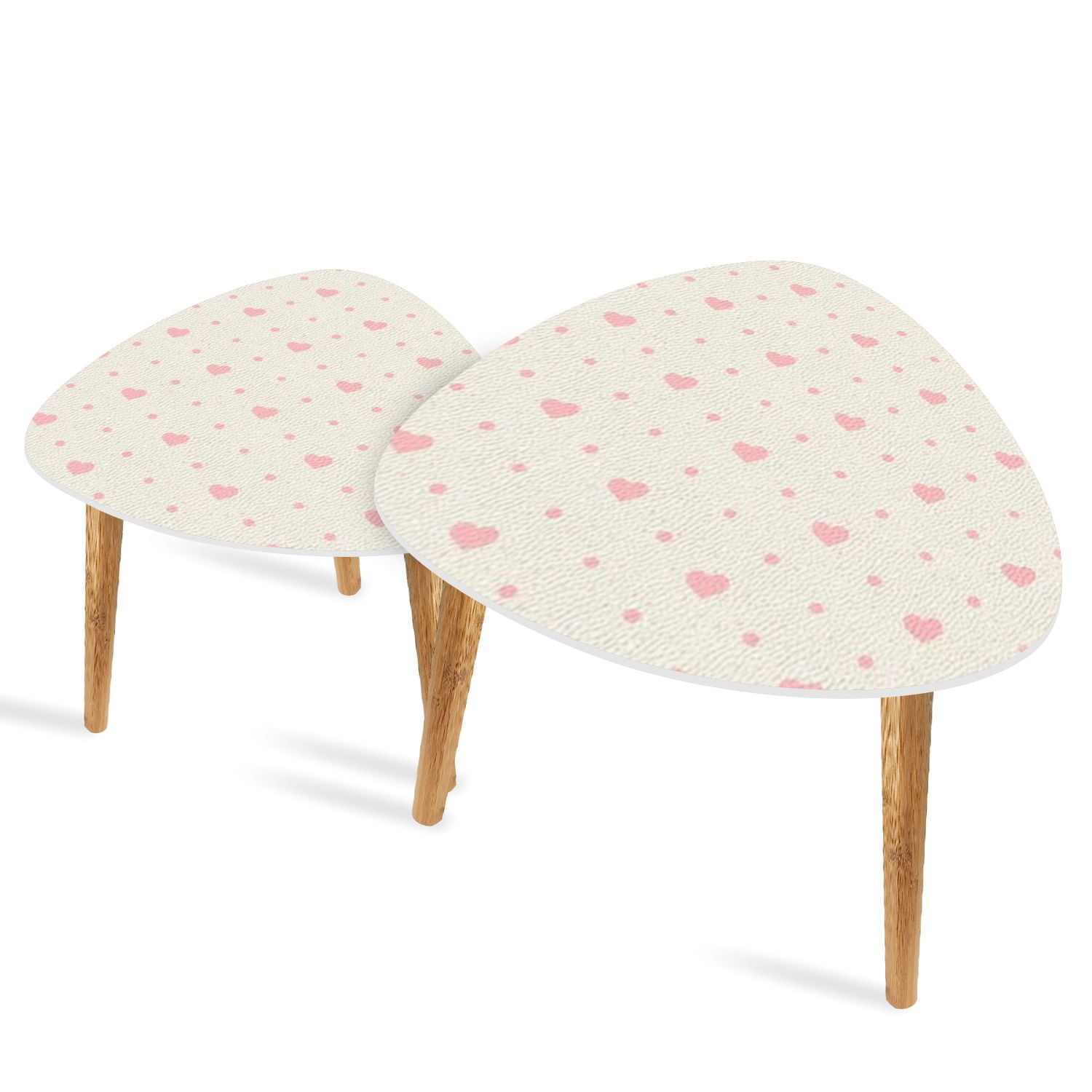 Triangle End Tables Set of 2 Retro seamless pattern Pink hearts dots ...