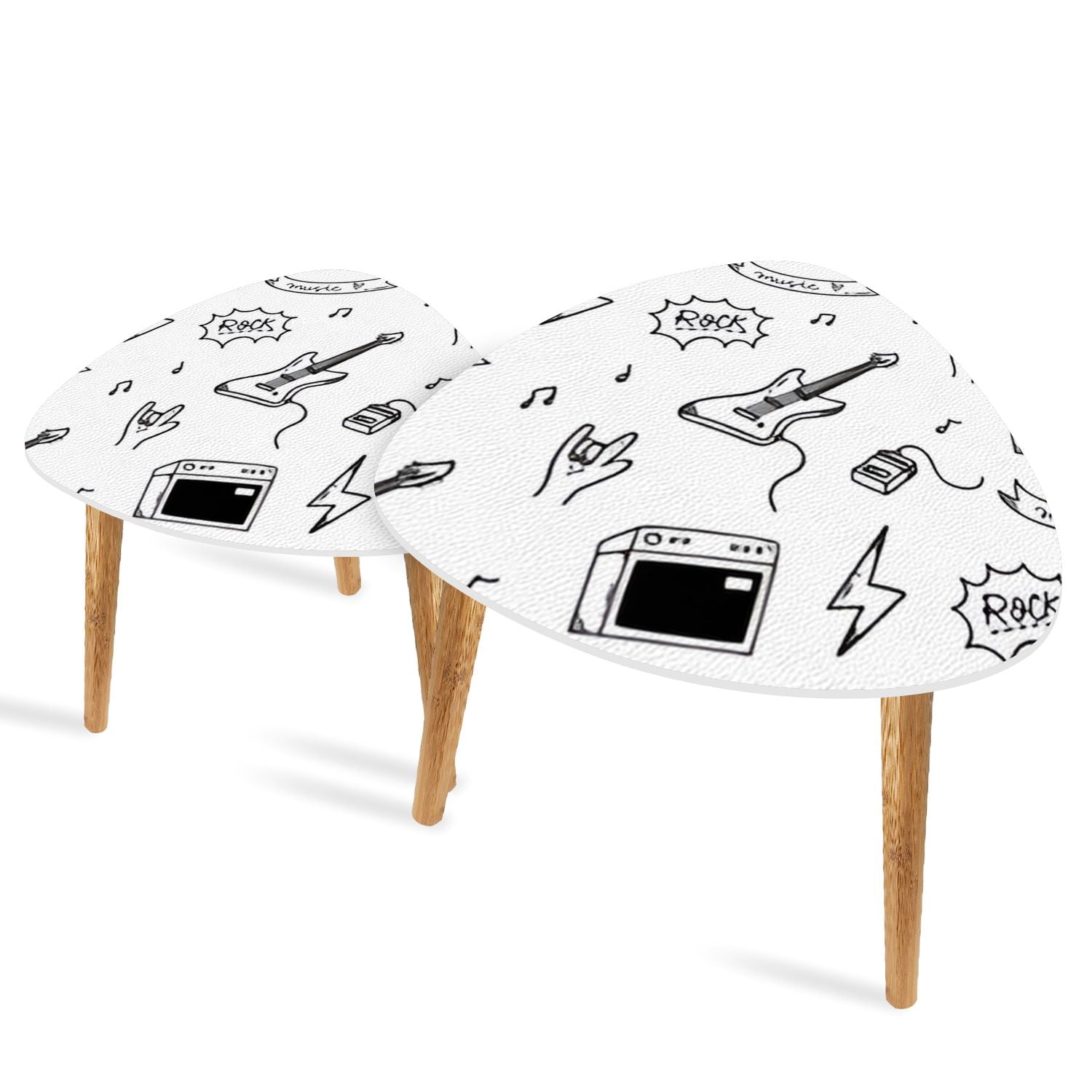 Triangle End Tables Set of 2 Rock music theme doodle seamless Small ...