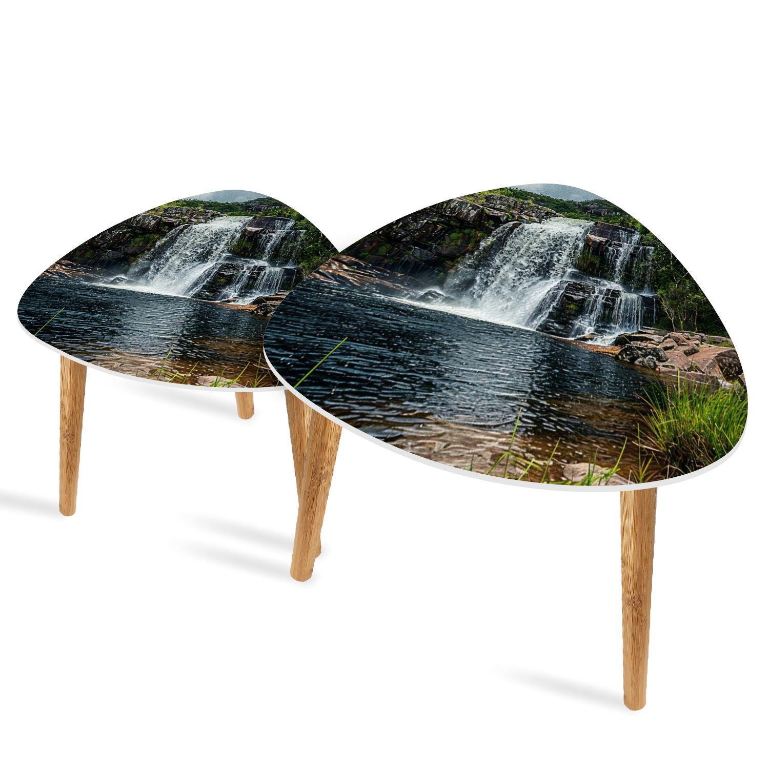 Triangle End Tables Set of 2 Salto 80m Waterfall Chapada dos Veadeiros ...
