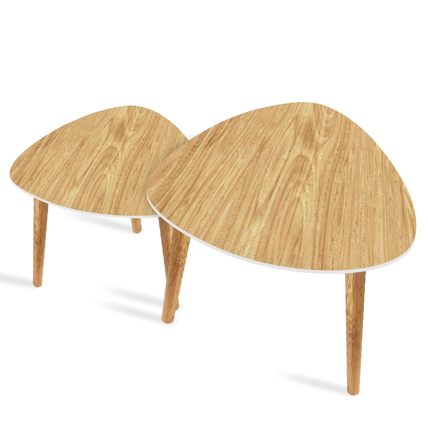 Triangle End Tables Set of 2 Seamless Wood Small Coffee Table, Tea ...