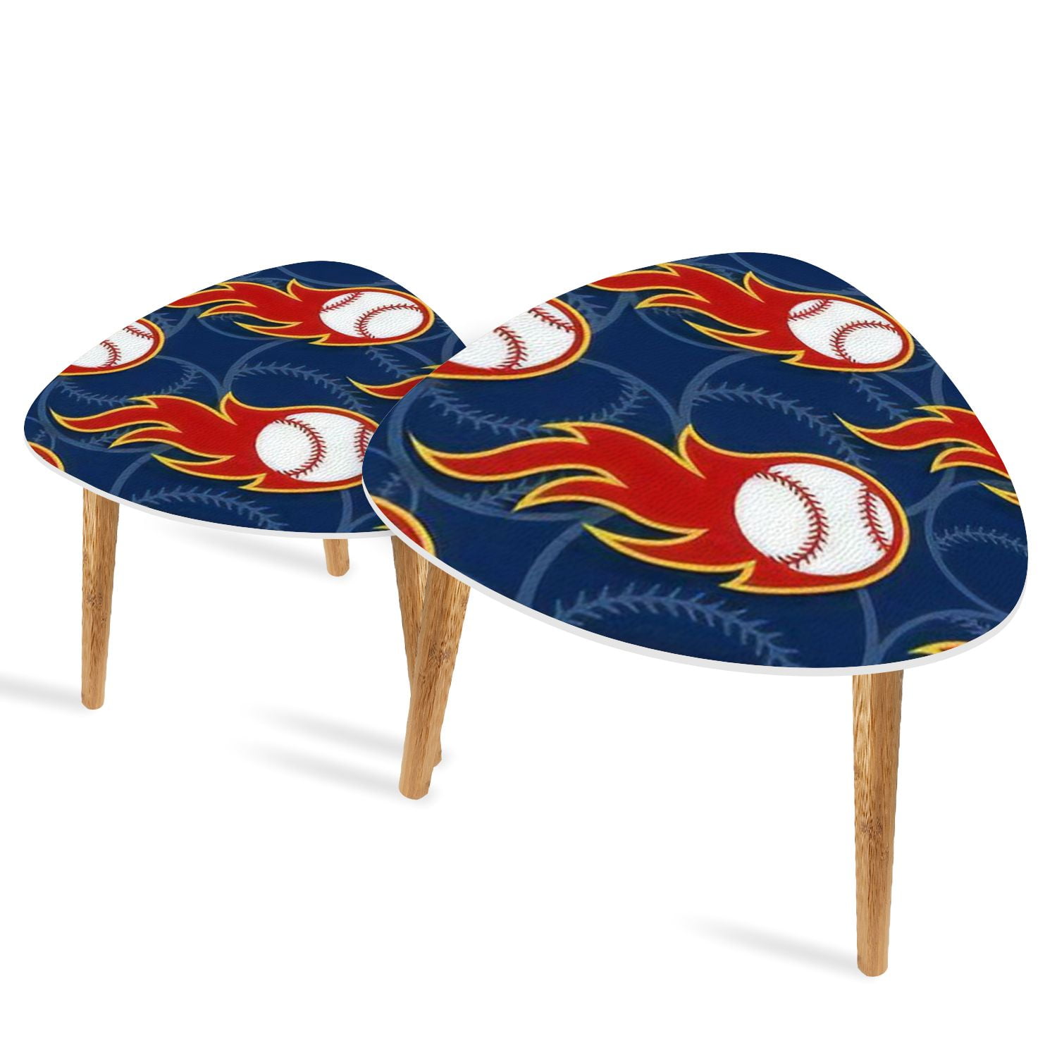 Triangle End Tables Set of 2 Seamless baseball ball icons flames Ideal ...
