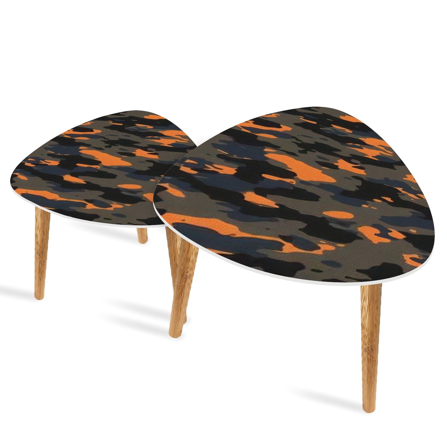 Triangle End Tables Set of 2 Seamless dark orange wide camo fashion ...
