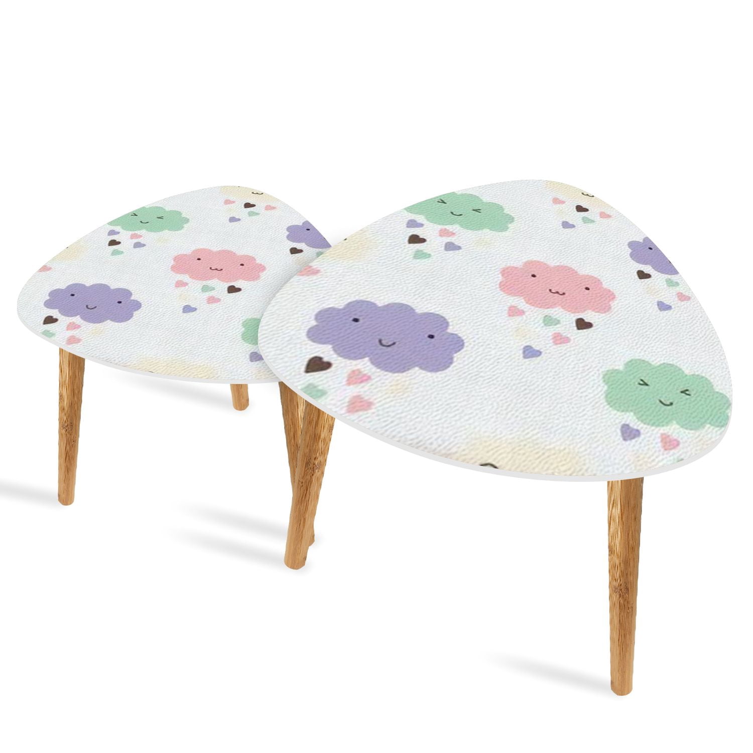 Triangle End Tables Set of 2 Seamless hearts rain cute smiling clouds ...