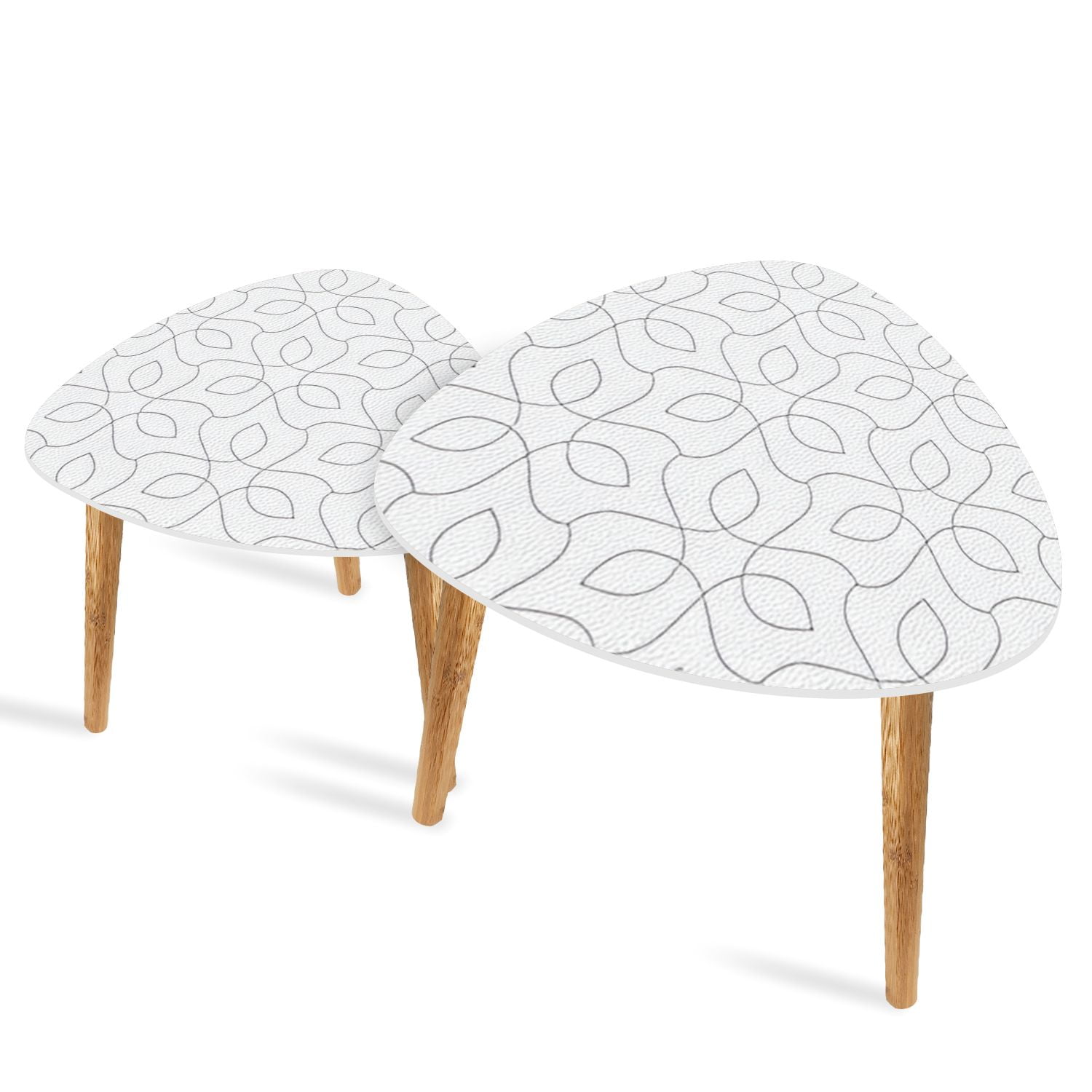 Triangle End Tables Set of 2 Seamless linear pattern thin lines scrolls ...