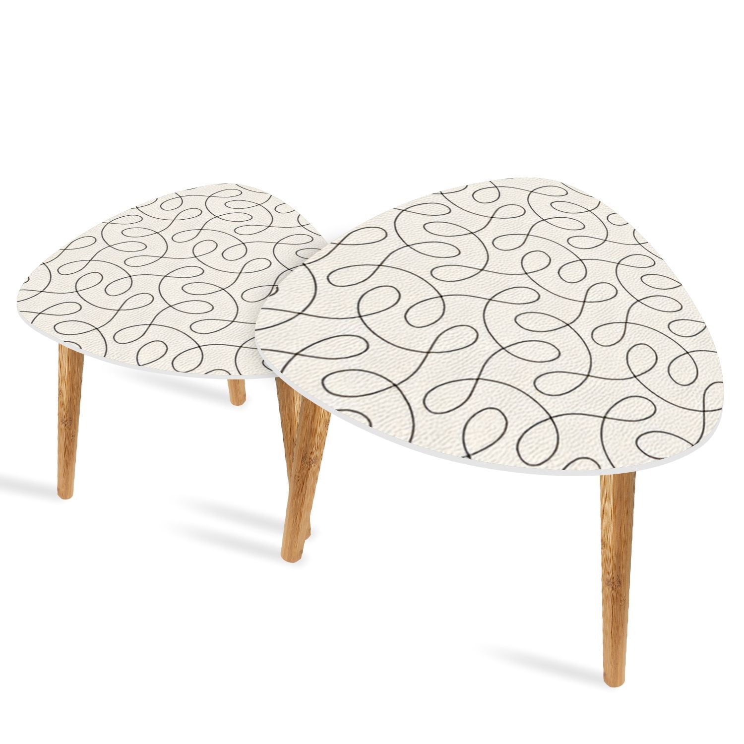 Triangle End Tables Set of 2 Seamless linear pattern thin lines scrolls ...